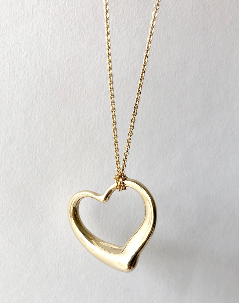 Elsa Peretti Tiffany and Co. 18 Karat Gold Large Floating Heart Pendant ...