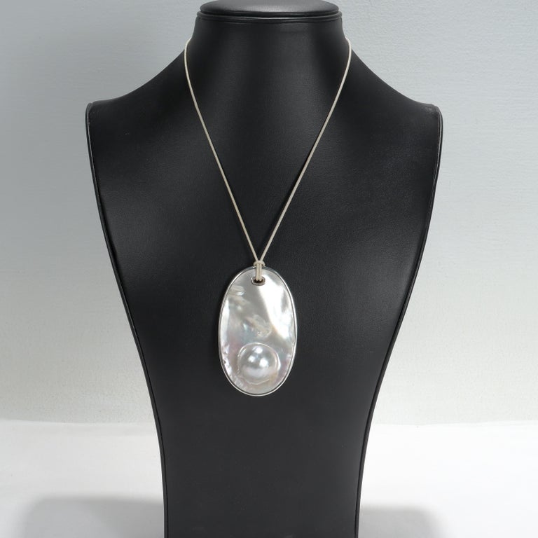 Elsa Peretti Tiffany and Co. Blister Pearl and Sterling Silver Pendant ...