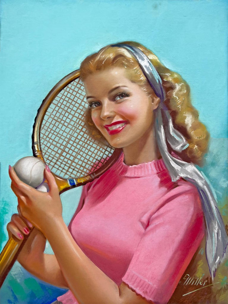 Elsie Julia Miller - Raquette de tennis Blond Pin up with Perfect Smile - Illustrateurs pour ...