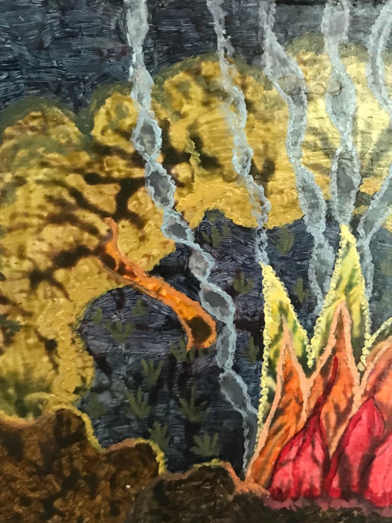 Elvic Steele - 1960's British Surrealist Oil Painting - 'Flaming Sea ...