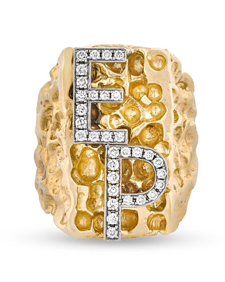 Elvis' Diamond Monogram Ring For Sale at 1stDibs