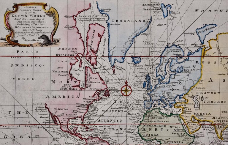 Emanuel Bowen Map Of The World An Original 18th Century Hand