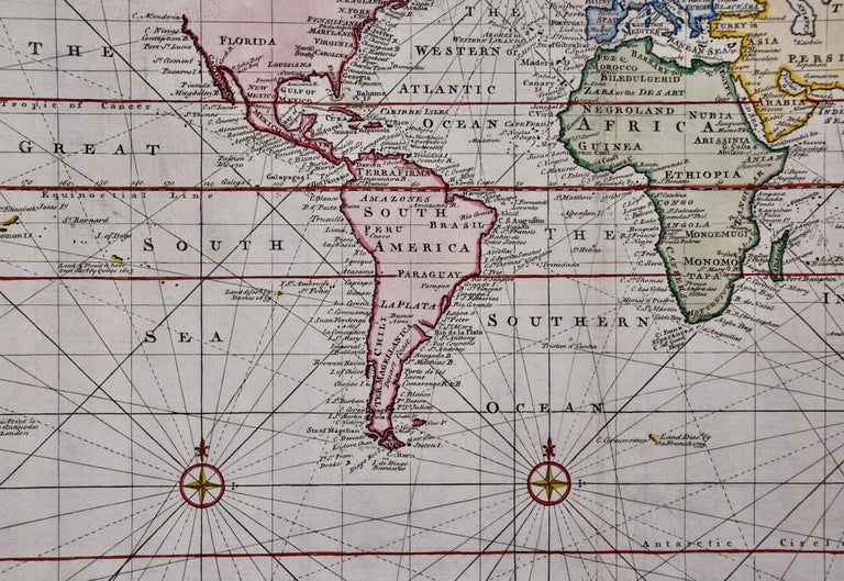 Emanuel Bowen Map Of The World An Original 18th Century Hand