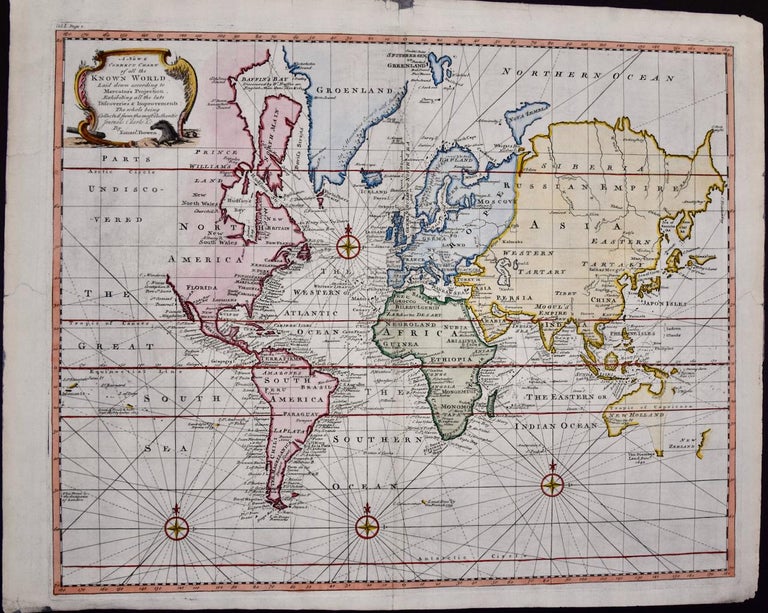 Emanuel Bowen Map Of The World An Original 18th Century Hand