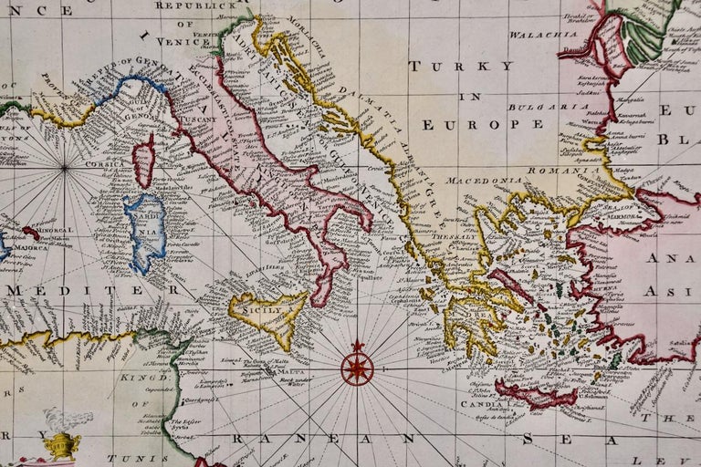 Emanuel Bowen Mediterranean And Adriatic Seas Original 18th Century