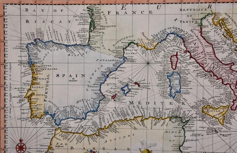 Emanuel Bowen Mediterranean And Adriatic Seas Original 18th Century
