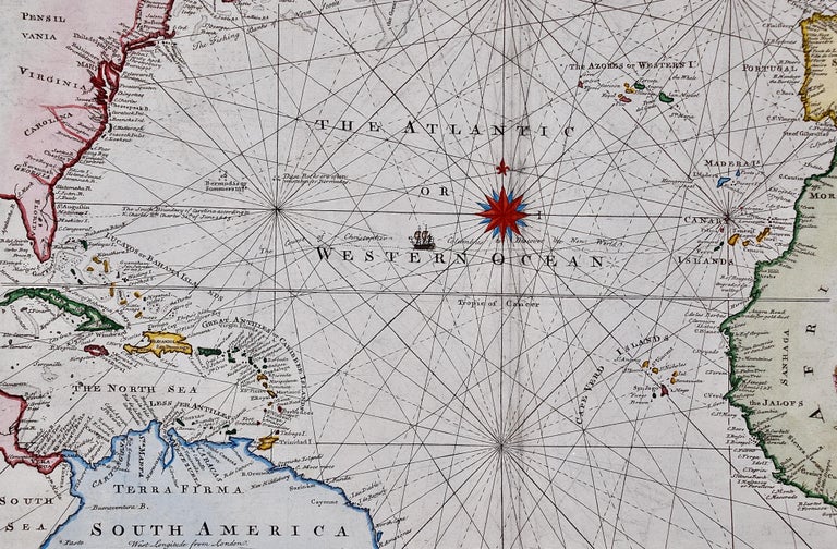 Emanuel Bowen - The Atlantic Ocean, Americas, Africa and Europe: Hand ...
