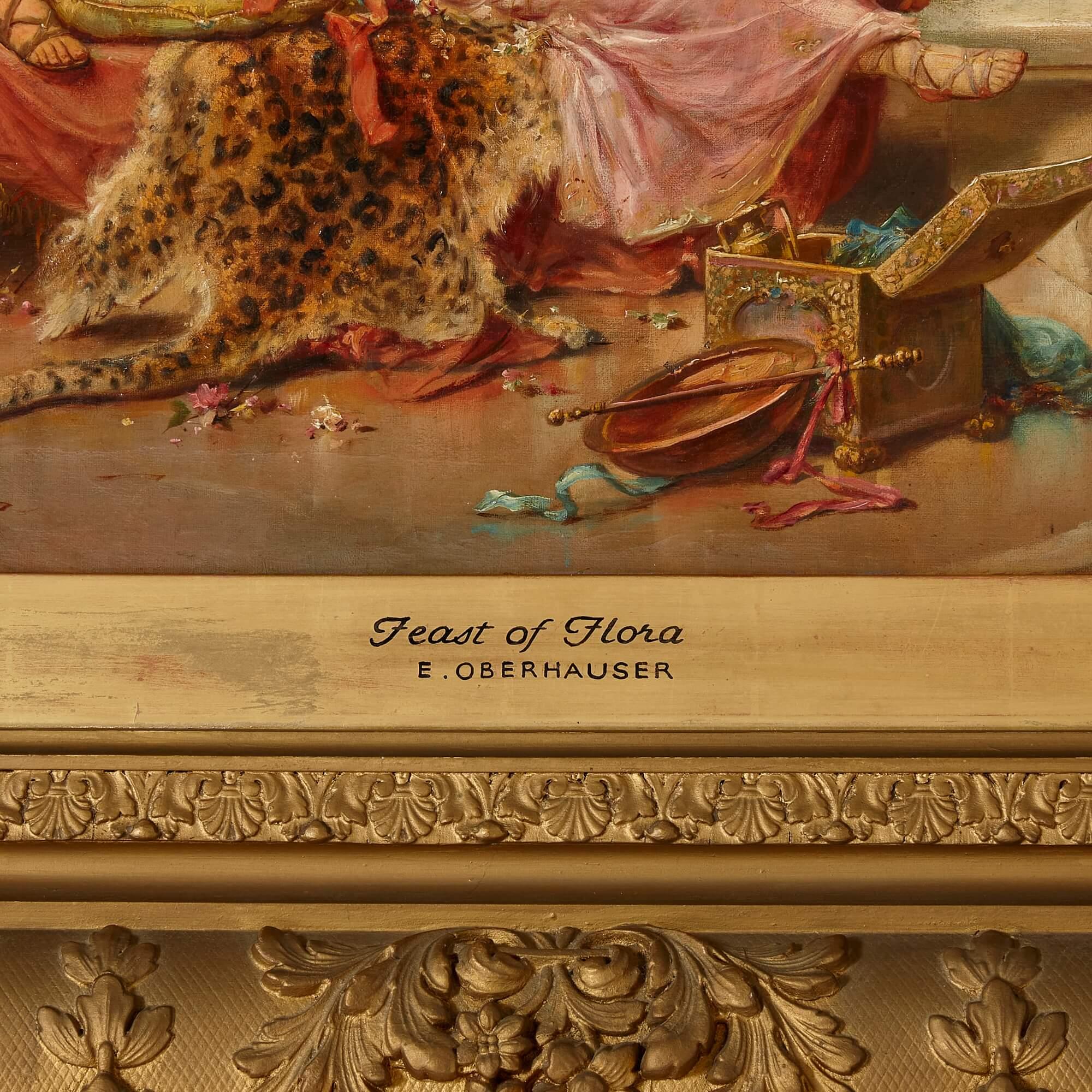 Emanuel Oberhauser - 'Feast of Flora' Large European Oil Painting by E ...