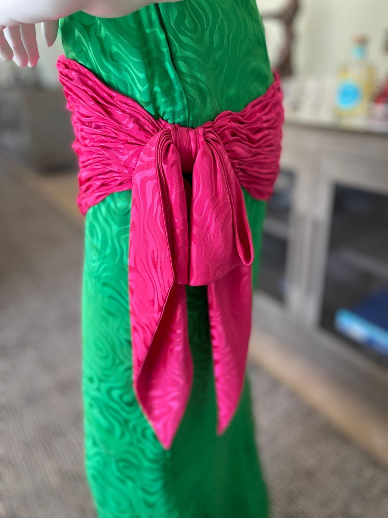 Emanuel Ungaro Parallel Spring 1985 Color Block Strapless Silk Evening ...