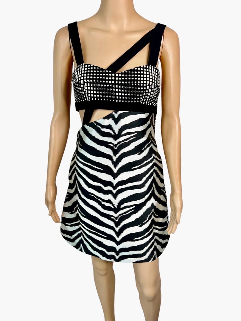 Emanuel Ungaro Resort 2015 Runway Cutout Bra Zebra Mini Dress For Sale ...