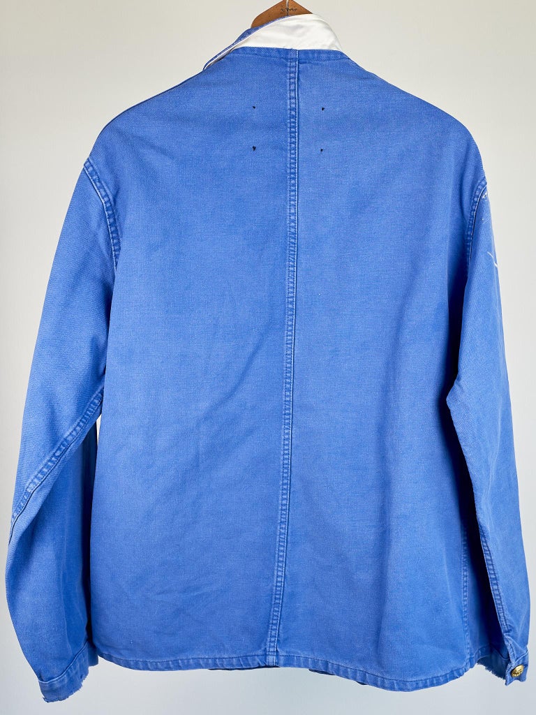 Embellished Brass Chain Blue Cotton French Work Wear Light Blue Tweed ...