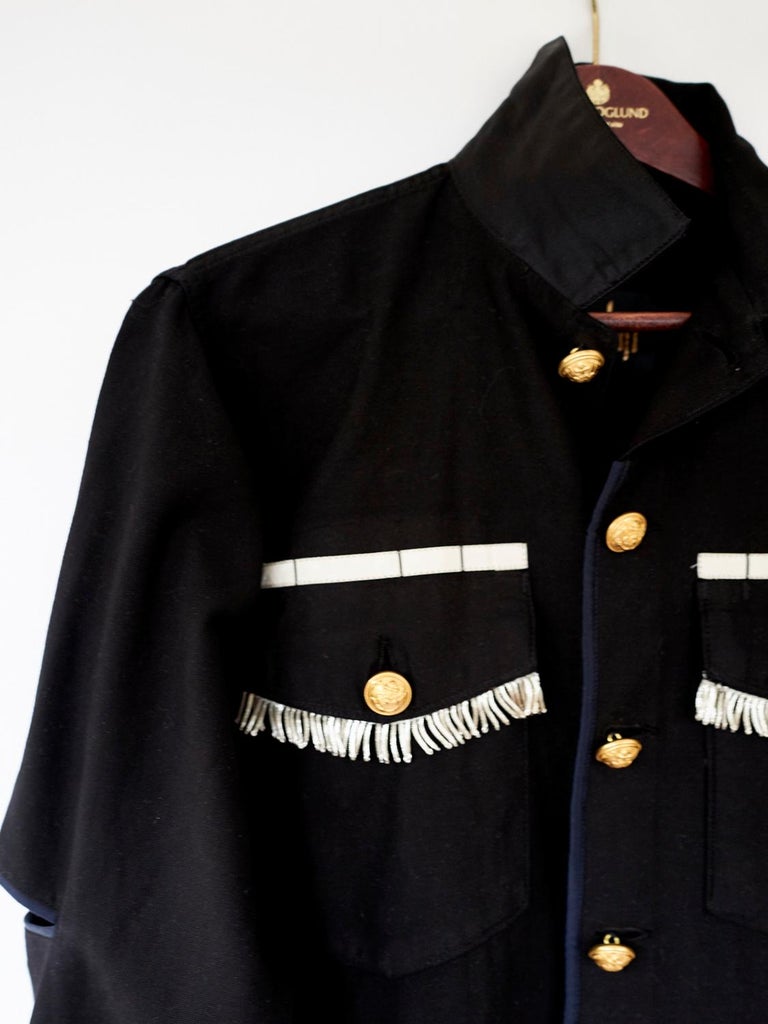 Embellished Evening Silver Fringe Jacket Military Black Gold Button J ...