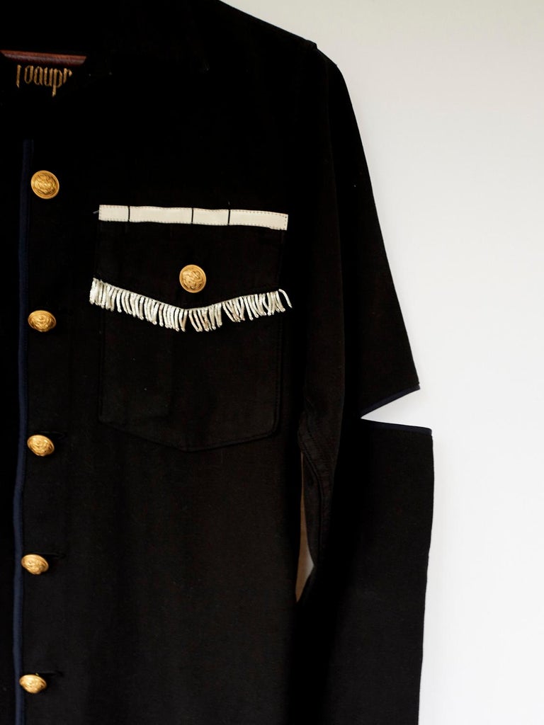Embellished Evening Silver Fringe Jacket Military Black Gold Button J ...