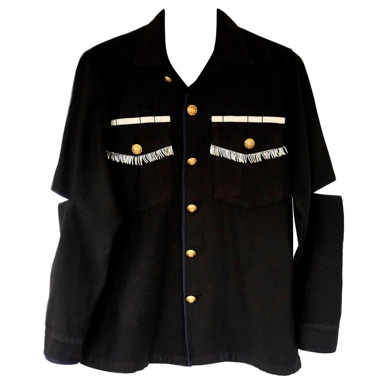 Embellished Evening Silver Fringe Jacket Military Black Gold Button J ...