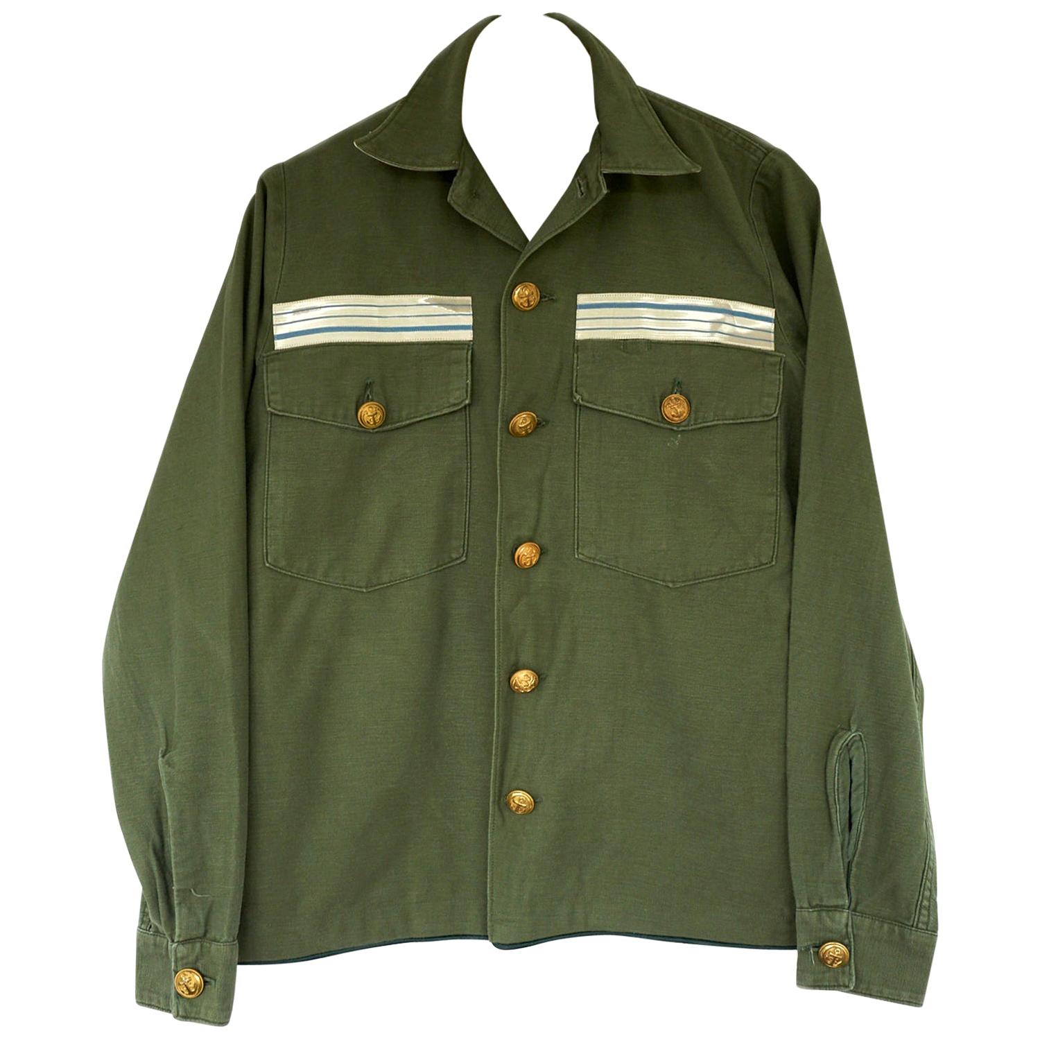 Embellished Jacket Green Military Cropped Gold Buttons Silver Braid J ...