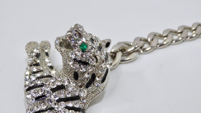 Embellished Tiger Pendant Chain Necklace For Sale at 1stDibs