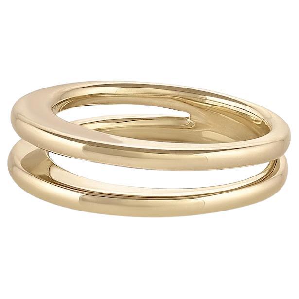 Customizable EMBLM Twin Crescent Ring – 14K Solid Yellow Gold For Sale ...