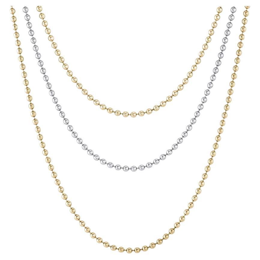 EMBLM Double Ball Chain Necklace – 14k Yellow Gold For Sale at 1stDibs