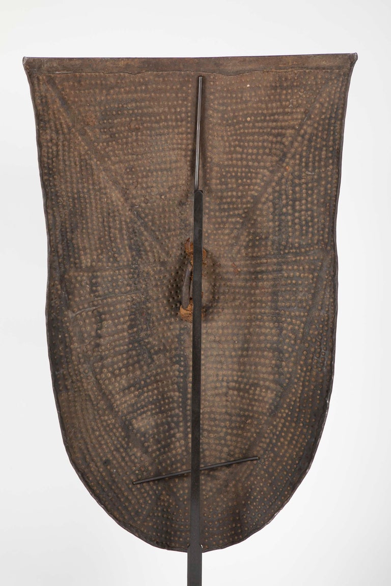 Embosed Metal Kirdi Shield from Cameroon on Bronze Stand For Sale at ...