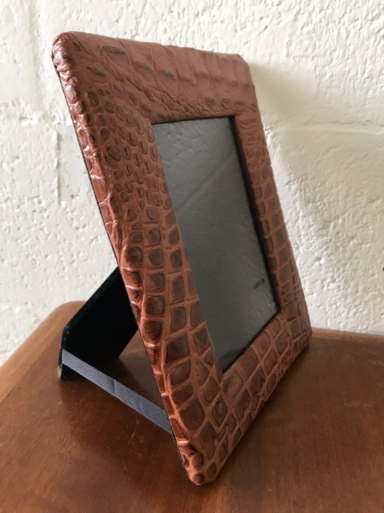 Embossed Alligator or Crocodile Leather Photo or Picture Frame, Pair ...