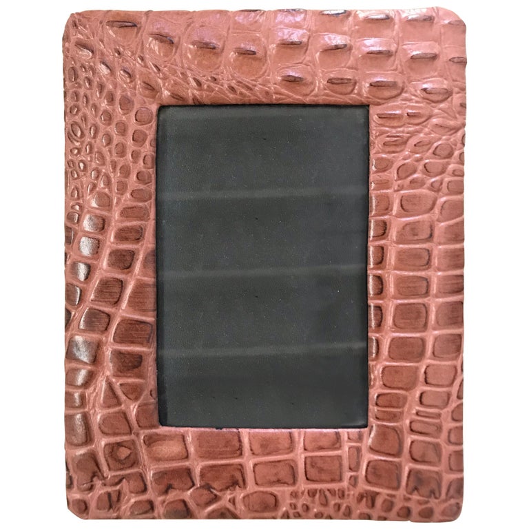 Embossed Alligator or Crocodile Leather Photo or Picture Frame, Pair ...