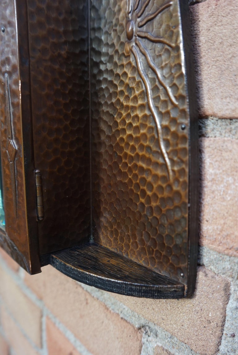 Embossed and Stunning Arts and Crafts Wall Key Cabinet with Beveled ...