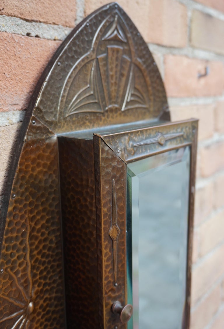 Embossed and Stunning Arts and Crafts Wall Key Cabinet with Beveled ...