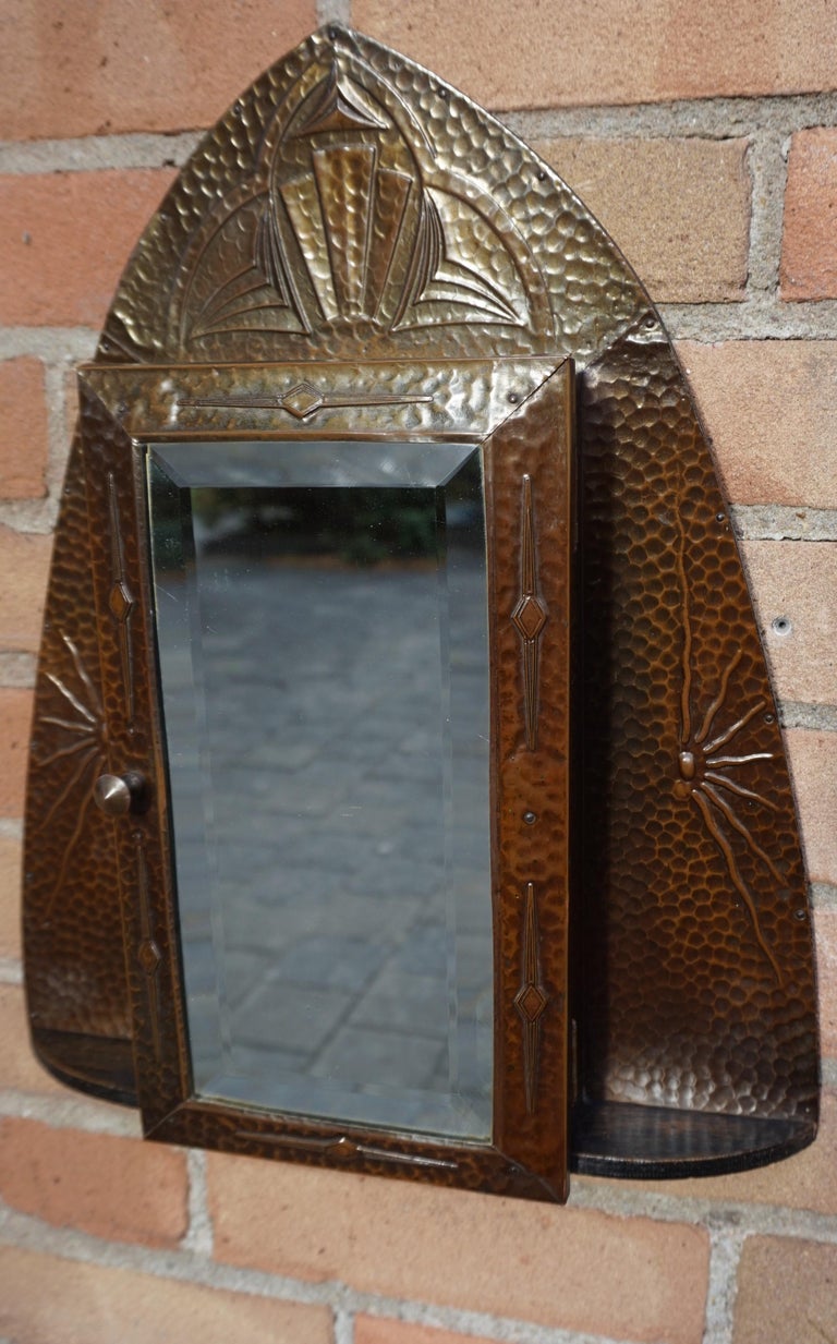 Embossed and Stunning Arts and Crafts Wall Key Cabinet with Beveled ...