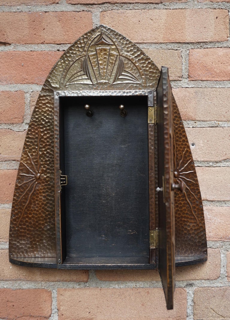 Embossed and Stunning Arts and Crafts Wall Key Cabinet with Beveled ...