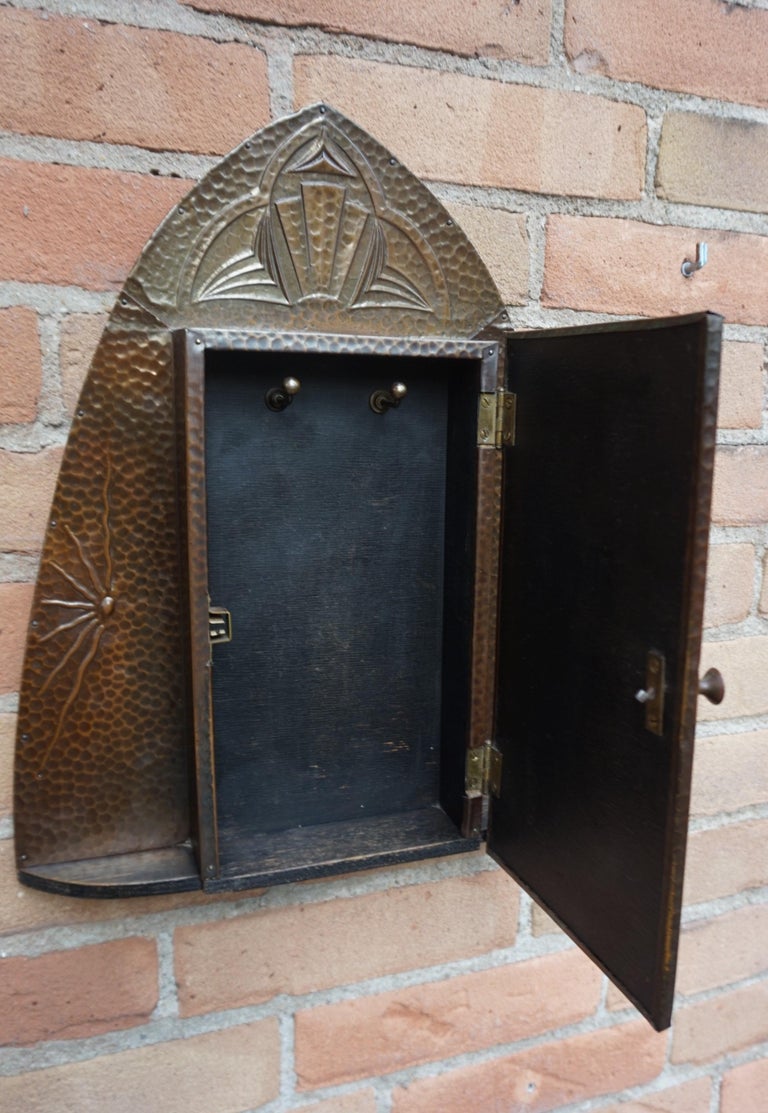 Embossed and Stunning Arts and Crafts Wall Key Cabinet with Beveled ...