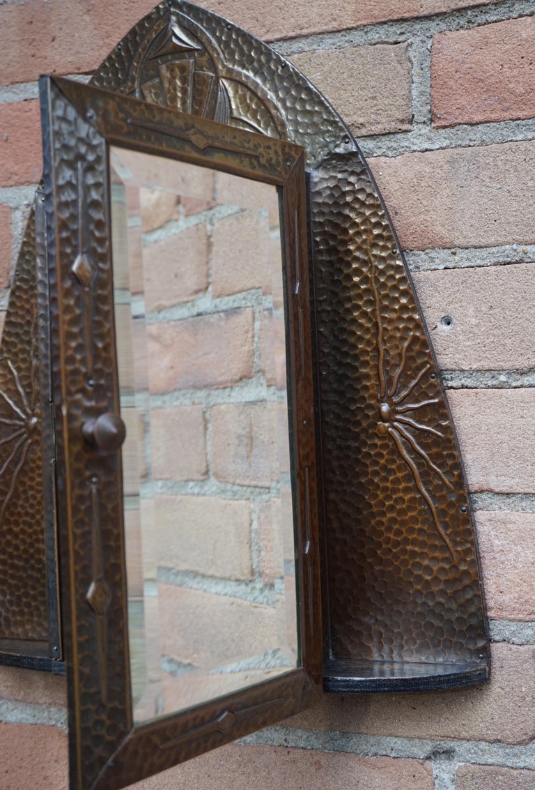 Embossed and Stunning Arts and Crafts Wall Key Cabinet with Beveled ...