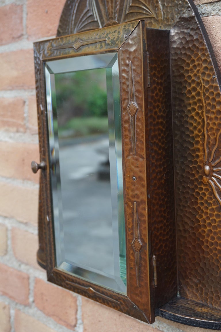 Embossed and Stunning Arts and Crafts Wall Key Cabinet with Beveled ...