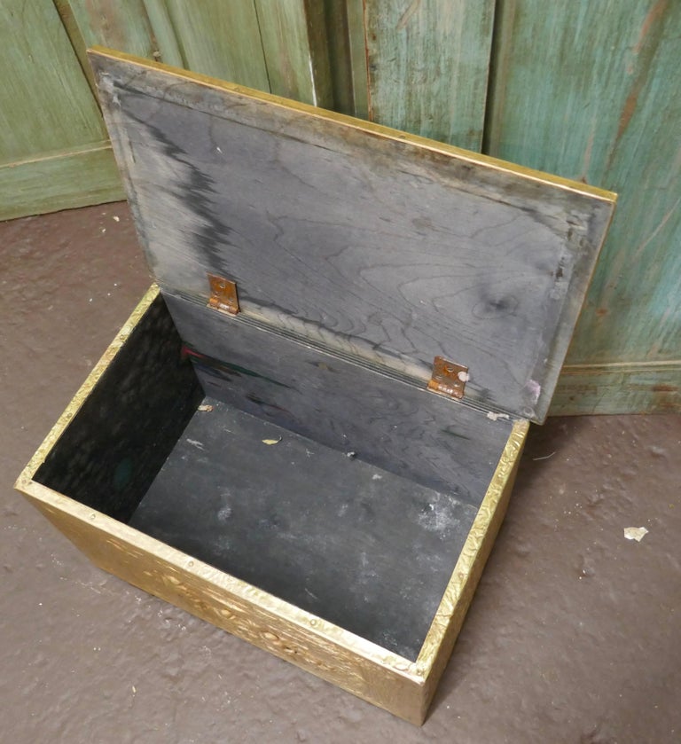 Embossed Brass Log or Coal Box, or Slipper Box with Tavern Scenes at ...