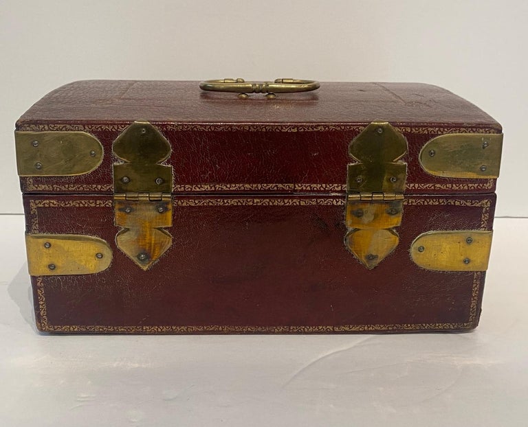 Embossed Leather and Brass Letter Box For Sale at 1stDibs