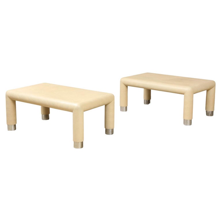 Embossed Leather Cocktail Tables by Karl Springer For Sale at 1stDibs