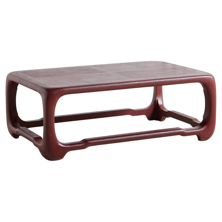 Embossed Leather Maroon Coffee Table by Karl Springer, 1970s For Sale ...