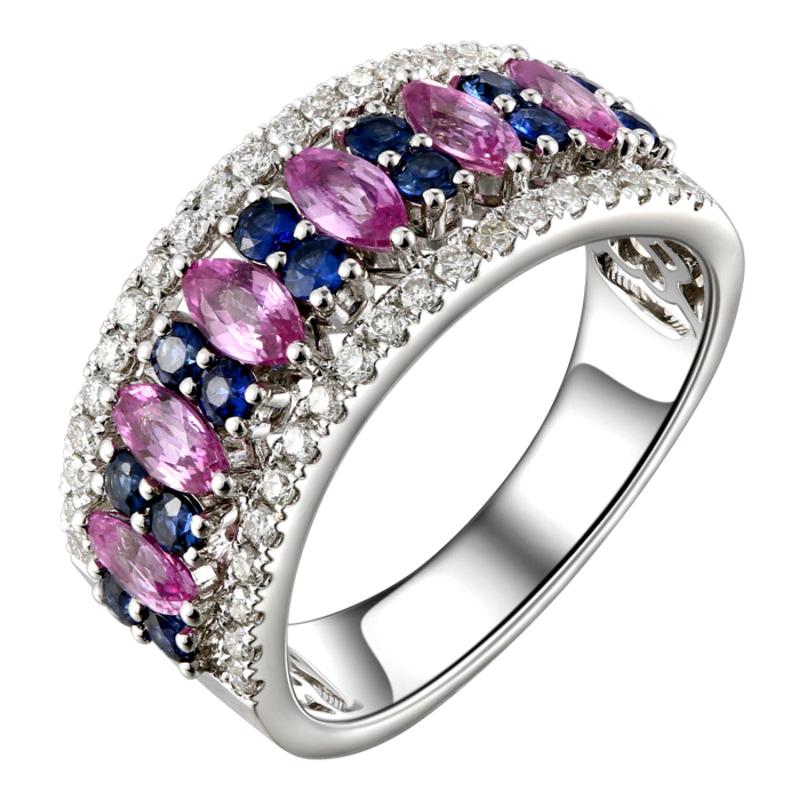 Modernist Two-Color Gold Ring with Diamonds For Sale at 1stDibs