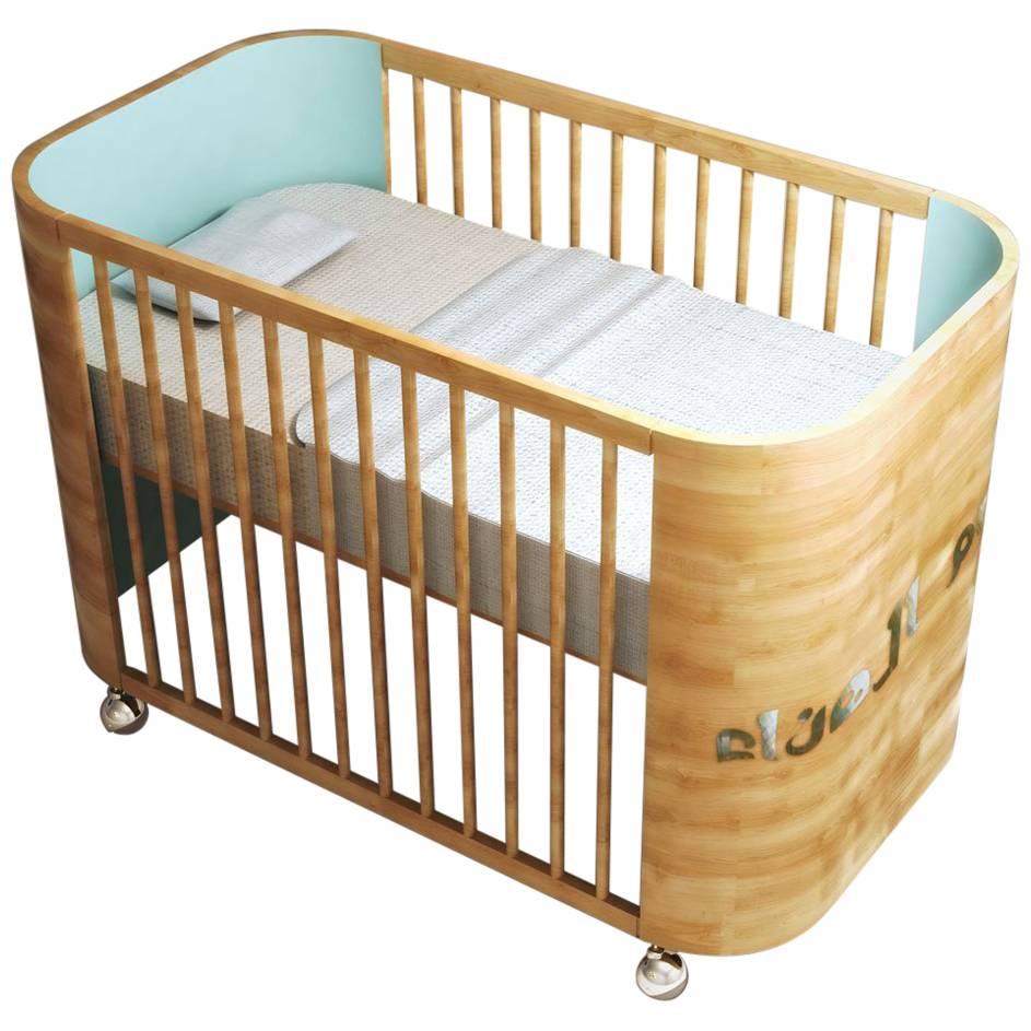 Embrace Dreams Crib in Beechwood and Sky Blue by MISK Nursery For Sale ...