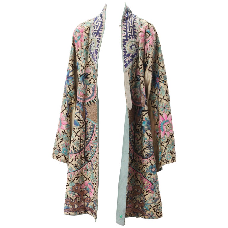 Embroidered Chinese Export Robe, Early 20th Century. at 1stDibs