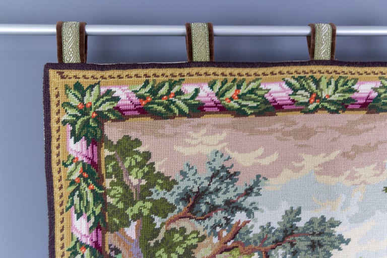 Embroidered Rococo Style Wall Hanging Tapestry For Sale at 1stDibs