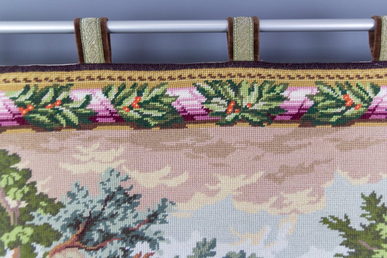 Embroidered Rococo Style Wall Hanging Tapestry For Sale at 1stDibs