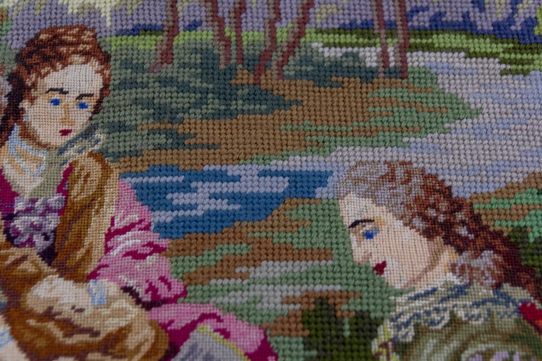 Embroidered Rococo Style Wall Hanging Tapestry For Sale at 1stDibs