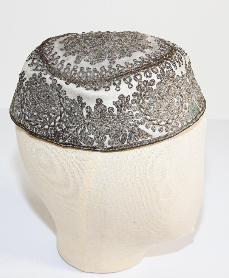Embroidered Silver Middle Eastern Antique Hat at 1stDibs