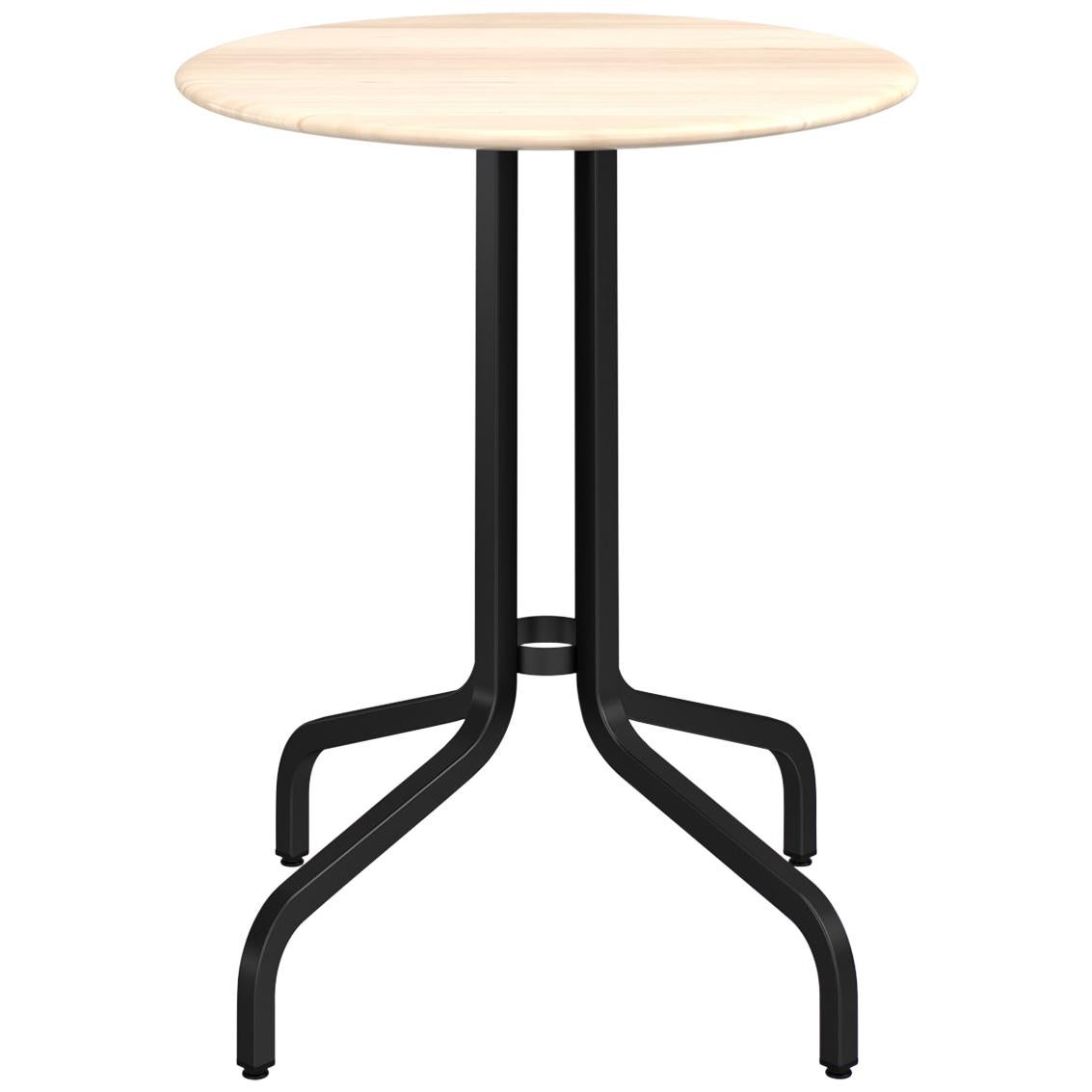 Emeco 2 Inch Round Cafe Table with Black Legs and Wood Top by Jasper ...