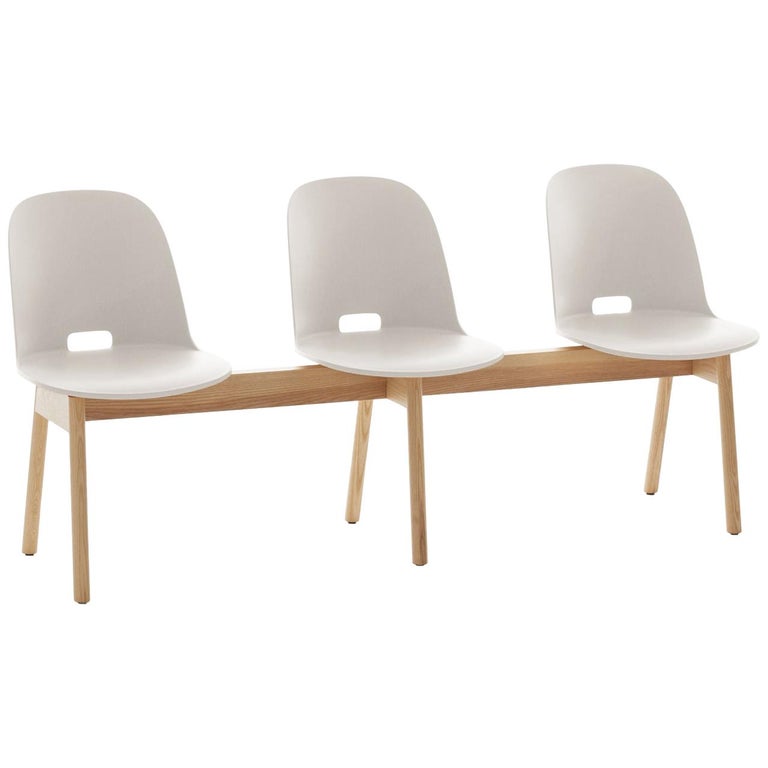 Emeco Alfi 3-Seat Bench in White and Ash with High Back by Jasper ...