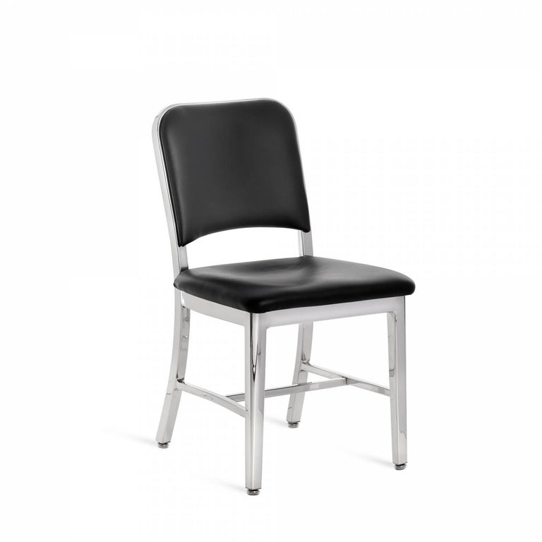 Emeco Navy® Chair in Polished Aluminum and Black Upholstery by US Navy ...