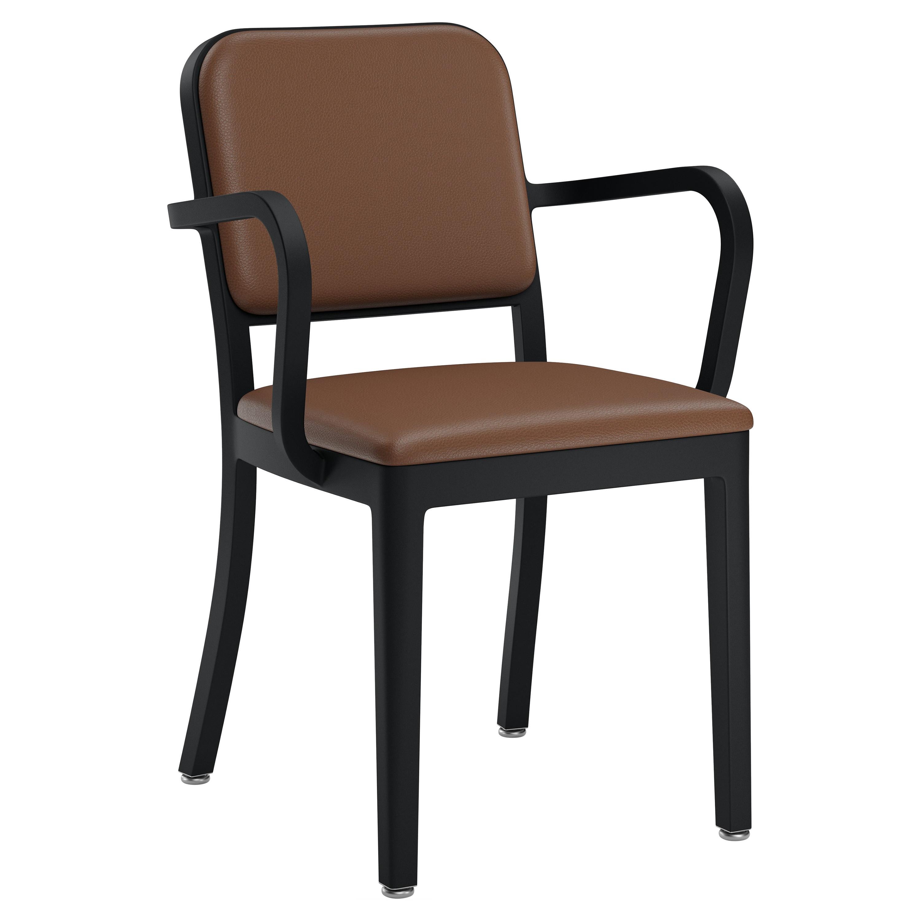 Abra Armchair in Brown Leather and Walnut Finish For Sale at 1stDibs