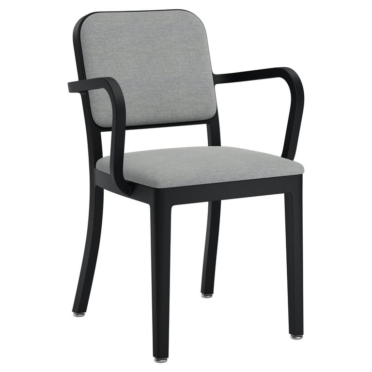Emeco Navy Officer Armchair in Grey Fabric with Black Powder Coated ...