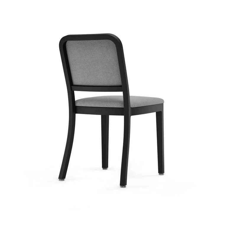 Emeco Navy Officer Side Chair in Grey Fabric with Black Powder Coated ...