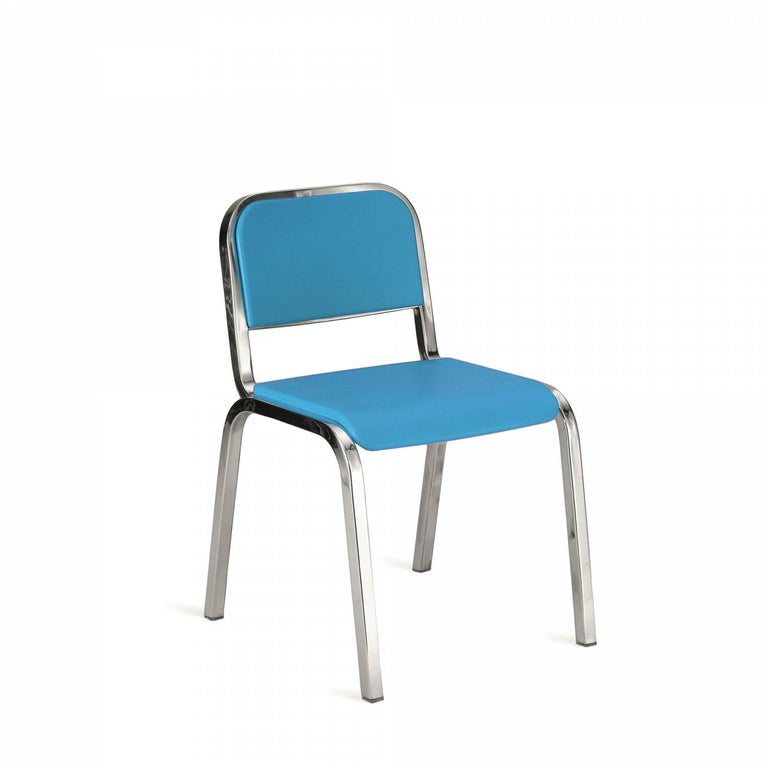 Emeco Nine-0 Chair in Polished Aluminum and Blue by Ettore Sottsass For ...